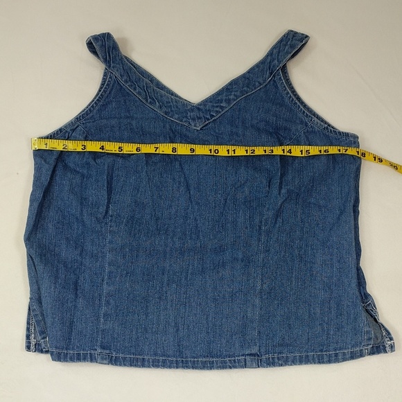 Vintage | Tops | Vtg Sleeveless Denim V Neck Tank Top W Side Zipper ...